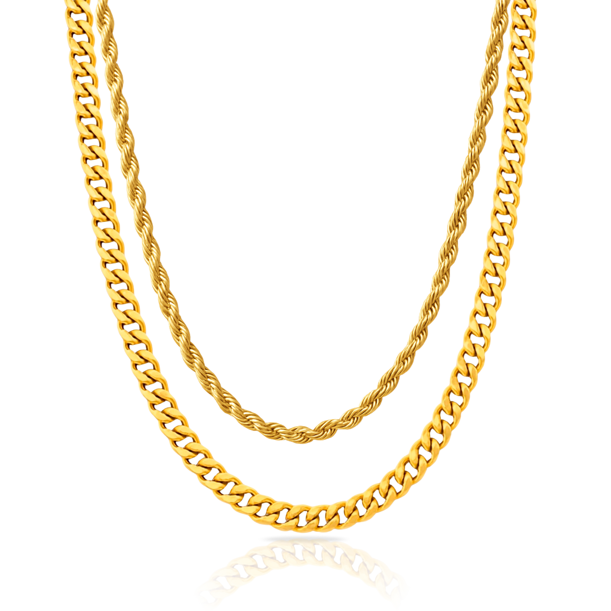 Micro Cuban + Rope Chain Stack – GoldStarsDC Jewelry Co.