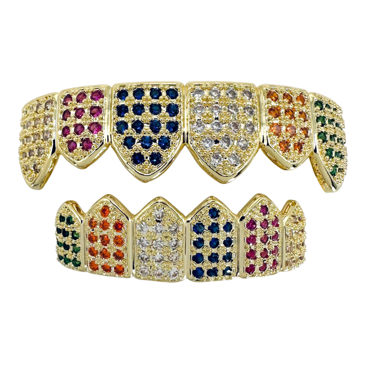 Iced Out Multi-Color Diamond Grillz (18k Gold) – GoldStarsDC Jewelry Co.