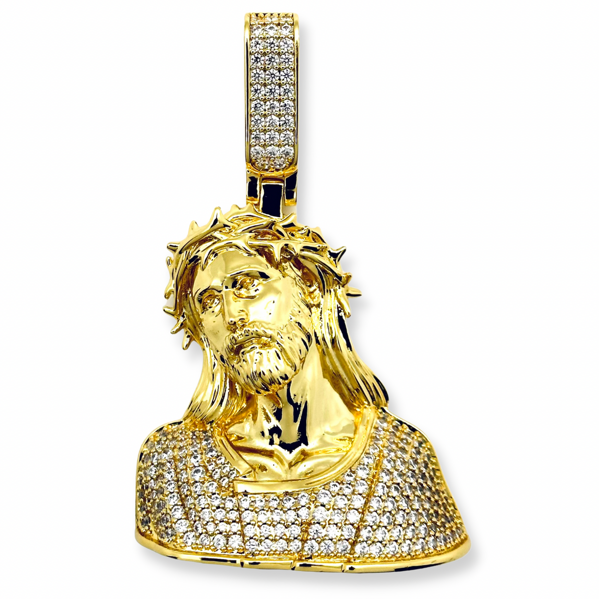 Jesus Diamond Pendant V3 (Gold) – GoldStarsDC Jewelry Co.