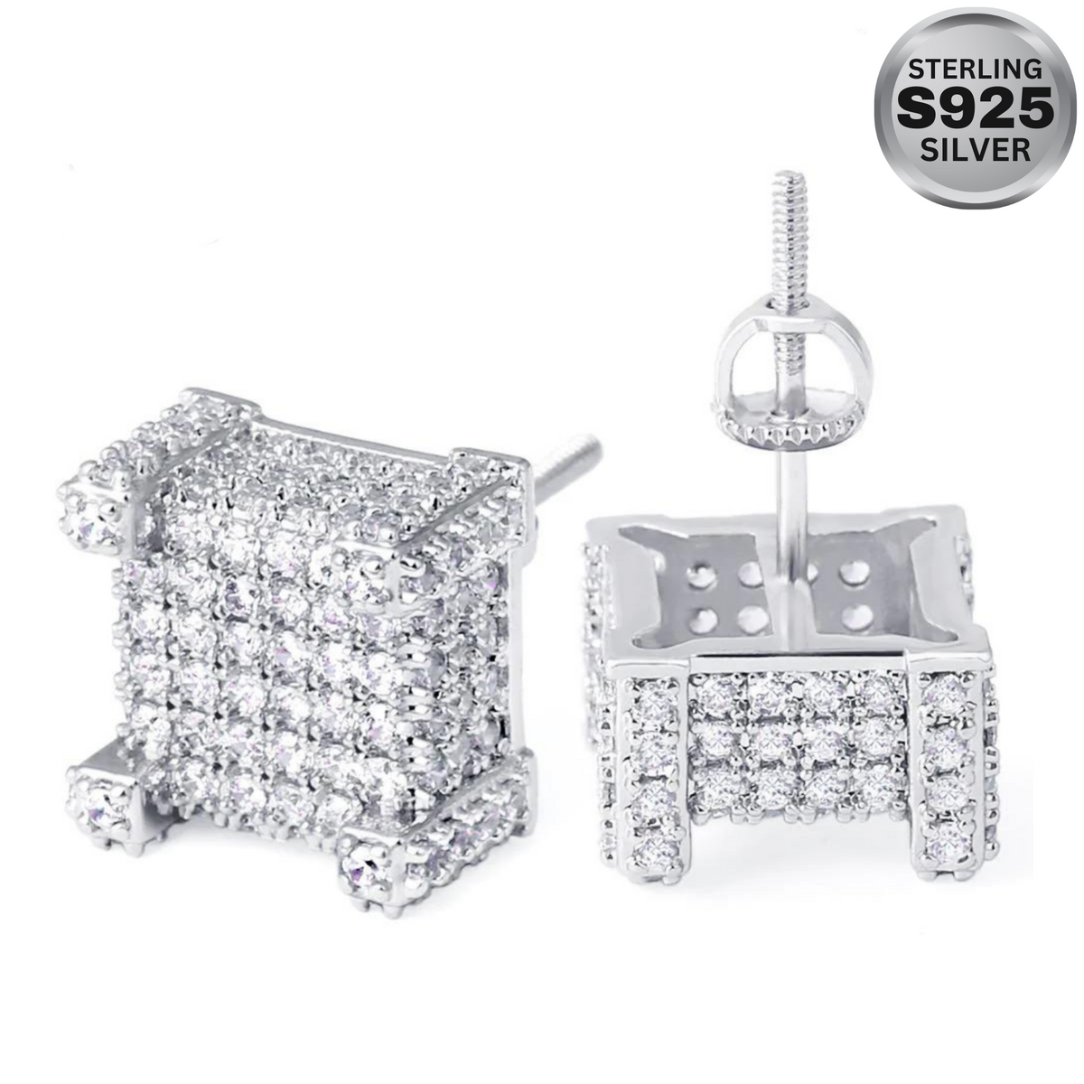 Ice Cube Diamond Earrings (White Gold) – GoldStarsDC Jewelry Co.