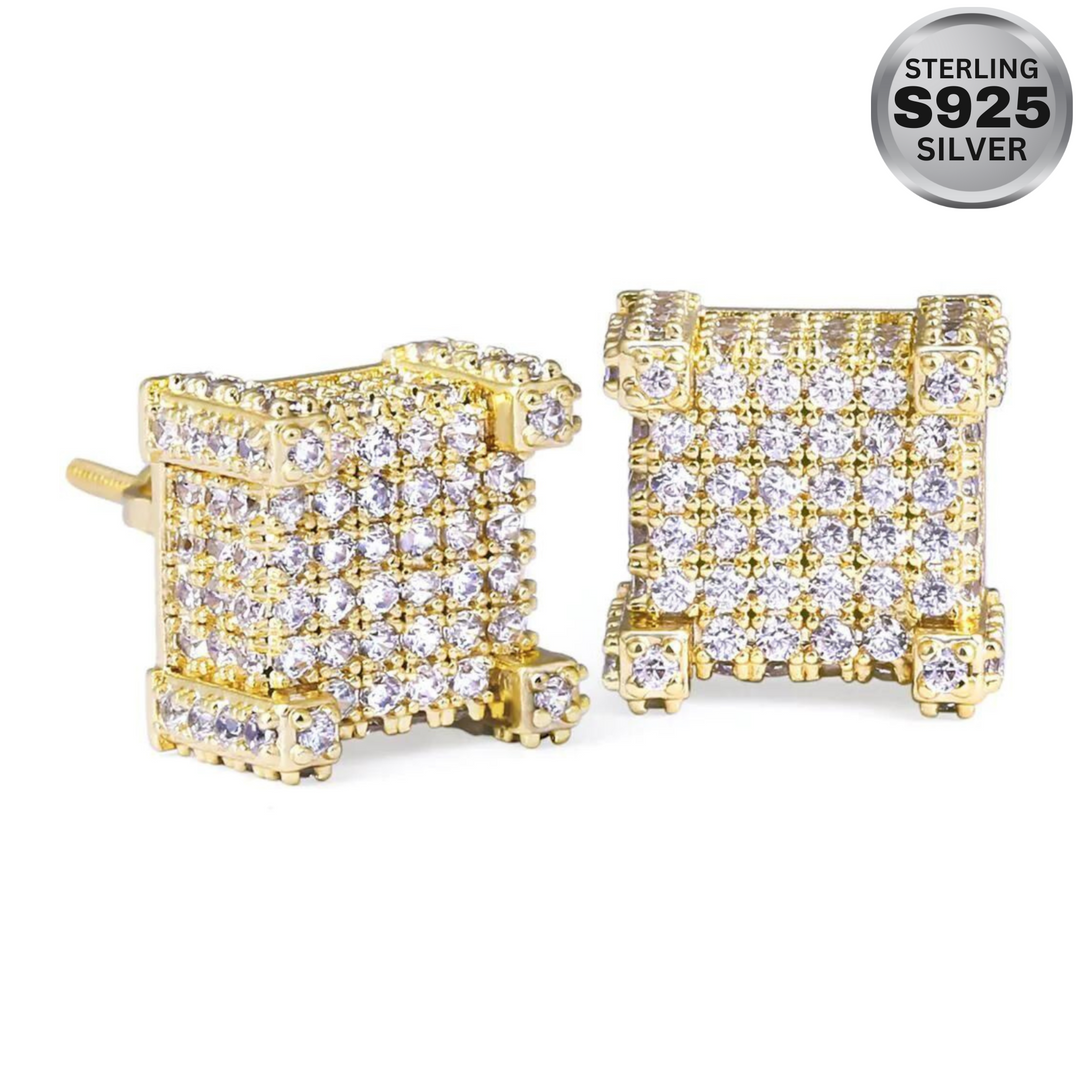 Ice Cube Diamond Earrings (18k Gold) – GoldStarsDC Jewelry Co.