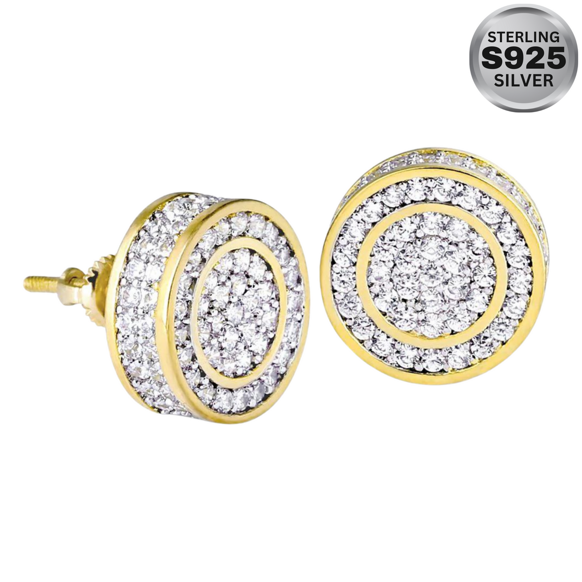 Round Iced Out Diamond Earrings – GoldStarsDC Jewelry Co.