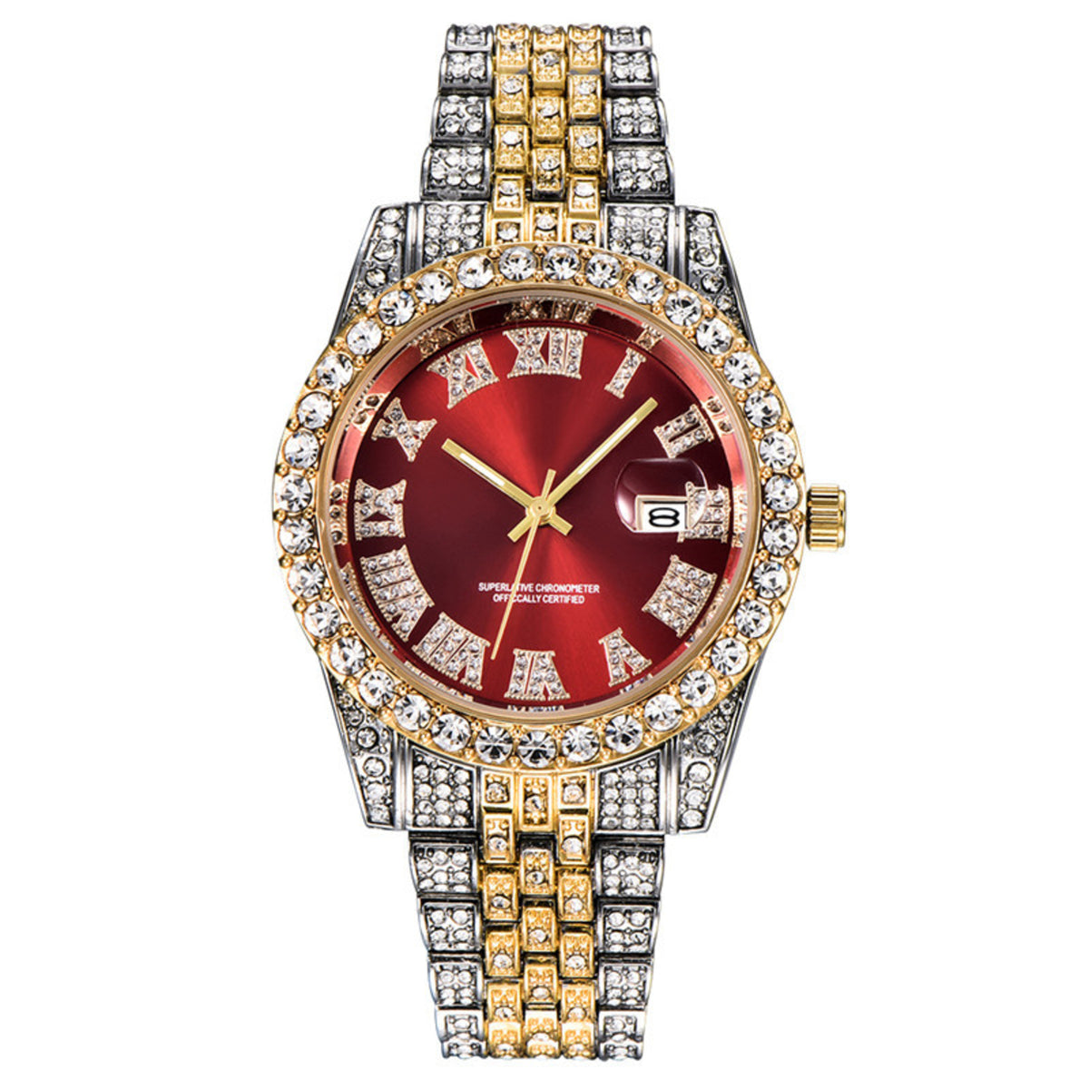 GStars Iced Out Red Face Watch – GoldStarsDC Jewelry Co.
