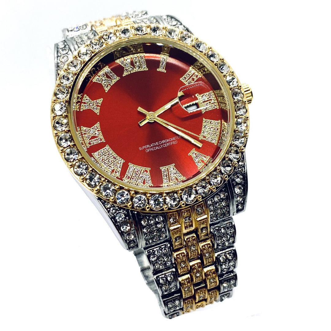 GStars Iced Out Red Face Watch – GoldStarsDC Jewelry Co.